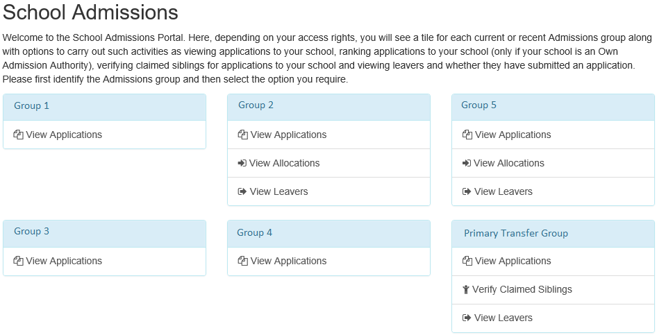 The School Admissions Portal Landing Page