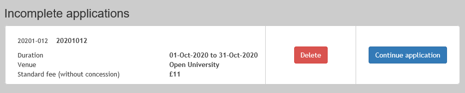 Processing Incomplete Applications