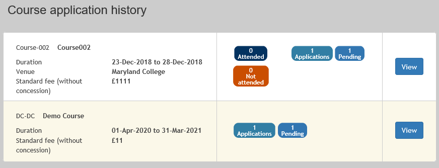 Viewing Application History